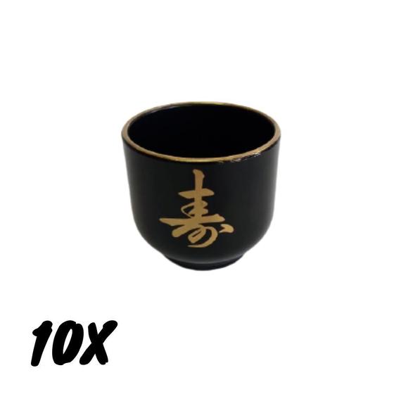 Kit 10 Copo Guinomi Bebida Japonesa Coreana Sake Saque 80ml Preto ...