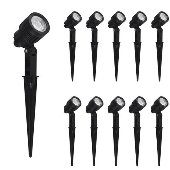 Kit 10 Espeto De Jardim Led Integrado 6W Clear Preto IP65 Bivolt ...