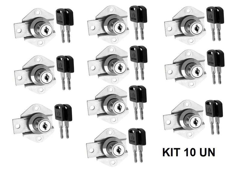 Kit 10 Fechaduras para Gaveta de 22 mm Cromada - 2 Chaves - JOMARCA ...