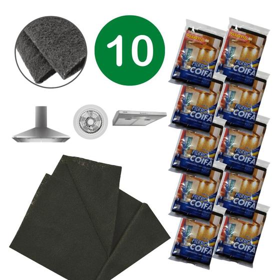 Kit 10 Filtros de Coifa Depurador de Ar e Exaustor Cozinha - Perfetto - Filtro para Coifa ...