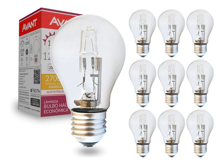 Kit 10 Lâmpada Bulbo Halógena Amarela 2700k 120w A60 220v - Avant ...