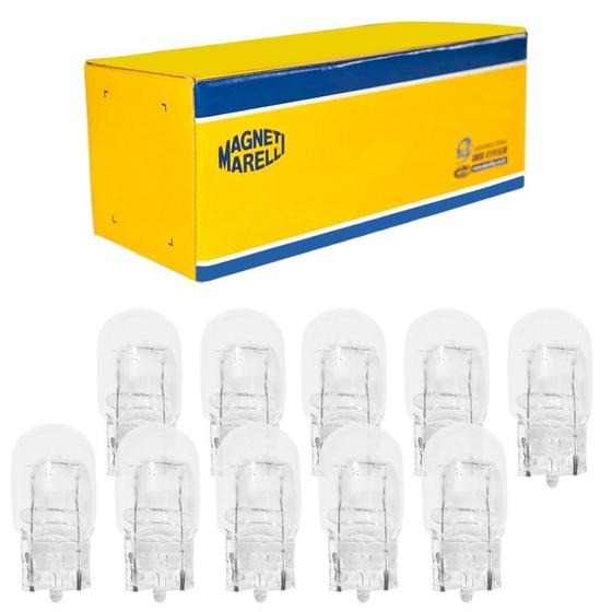 Kit 10 Lâmpada Esmagada Base Vidro W21W 12V 21W W3X16D Sinalização ...