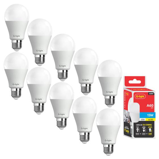 Kit 10 Lampada Led Branca 6500K 15w 1311 Lumens Autovolt 100V/240V E27 ...