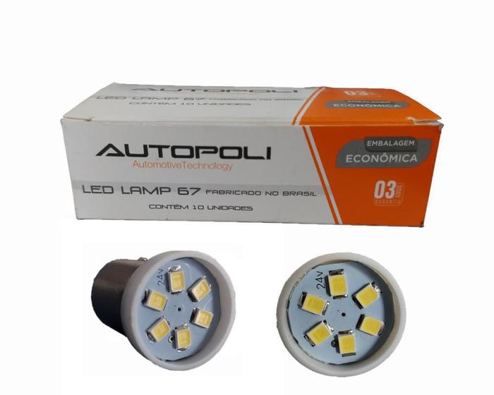 Kit 10 Lâmpada Led Branco 67 Para Lanterna 1 Polo 24V 10W - Power Truck ...