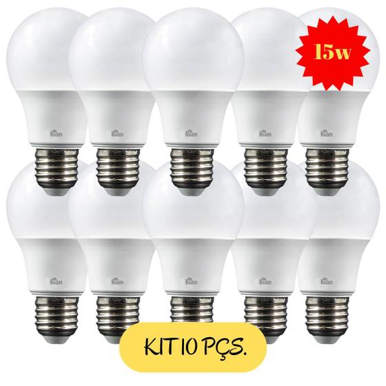 Kit 10 Lâmpada Led Bulbo 15w Branca Neutra E27 4000k - Kian - Lâmpada - Magazine Luiza