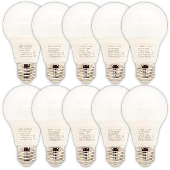 Kit 10 Lâmpada Led Bulbo Branco Frio 9W Bivolt 6500K - Philbra - Lâmpada de LED - Magazine Luiza