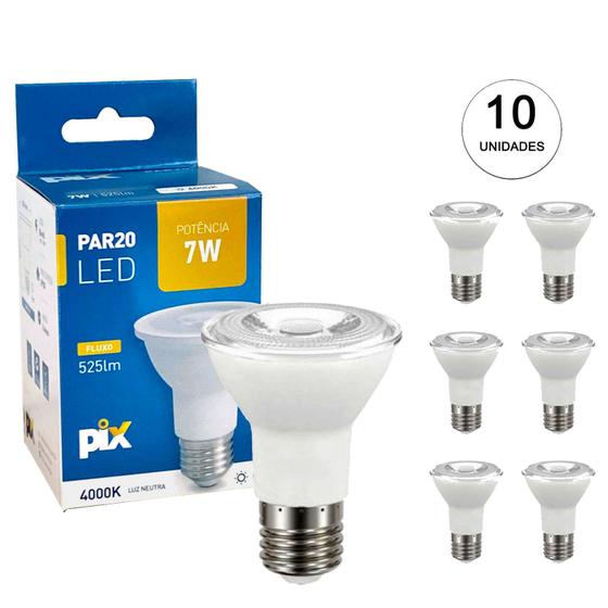 Kit 10 Lâmpada Led Par 20 7W 6500k 4000K 3000K E27 - Pix - Lâmpada de ...