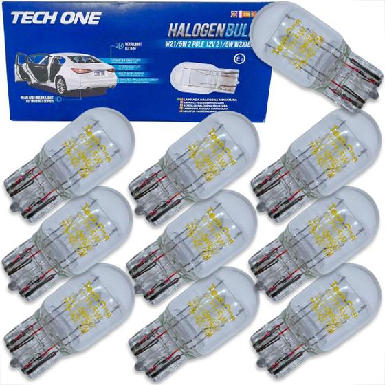 Kit 10 lâmpadas automotiva t20 2 polos halógena 12v 7443 w215w w3x16q ...