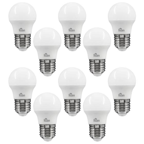 Kit 10 Lâmpadas LED Bolinha G45 4,8W 3000k Bivolt E27 Decor - KIAN - Lâmpada - Magazine Luiza