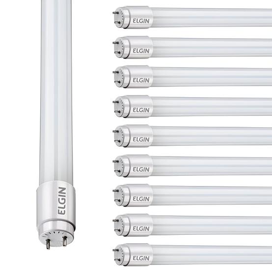 Kit 10 Lâmpadas Led Tubular 60cm 9w/10w 900lm Bivolt 6500k - Elgin ...