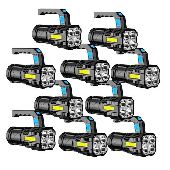 Kit 10 Lanternas Led Multiuso - Prova de água, USB Recarregável, 4 Leds ...