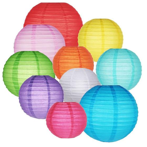 Kit 10 Luminárias Orientais 35 Cm Coloridas Para Eventos - Vitrine ...