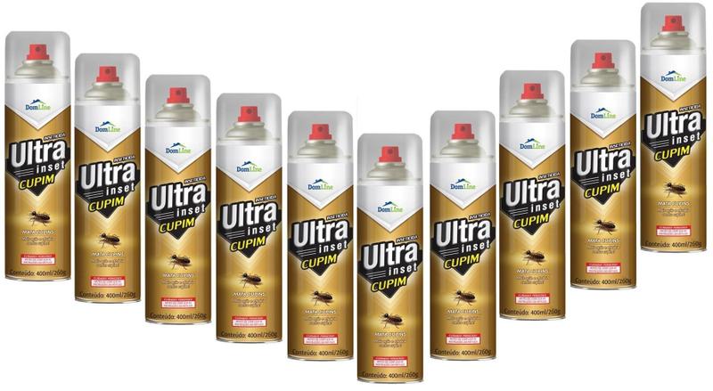 Kit 10 Mata Cupim Ultra Inset Aerosol Domline 400Ml - Cupinicida ...
