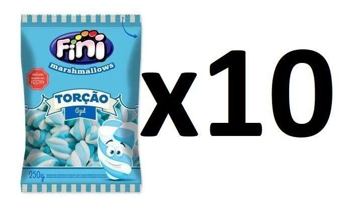 Kit 10 Pacotes De Marshmallow Torção Azul Fini 250g - Marshmallow ...
