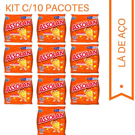Kit 10 Pct Lã de Aço ASSOLAN Pacote com 8 Unidades Cada Pct - primavera ...
