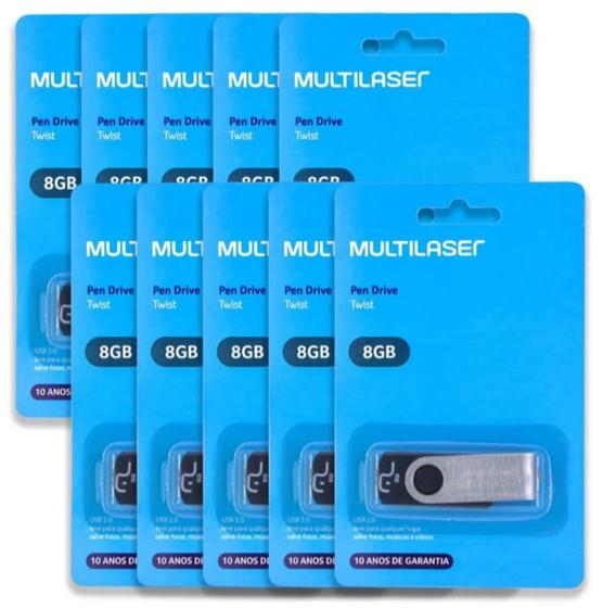 Kit 10 Pendrive 8gb Multilaser Usb Original Atacado - MULTILASER ...
