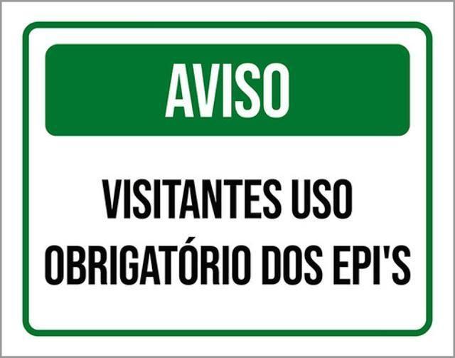Kit 10 Placas Aviso Visitantes Obrigatório Epis - Sinalizo - Placa de ...