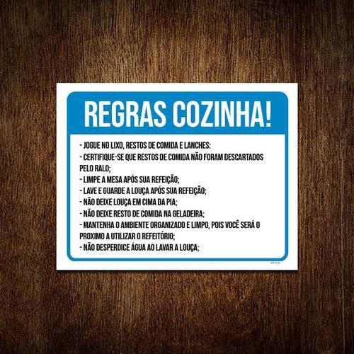 Kit 10 Placas Sinalização - Regras Cozinha Ml3832 - Sinalizo.Com ...