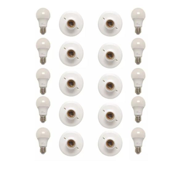 Kit 10 plafon simples PVC branco teto + 10 lampadas ledd 9W branco frio ...