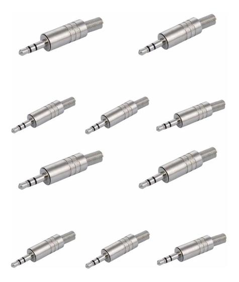 Kit 10 Plug Conector P2 Estereo C/ Mola Metal Niquel - MXT - Cabos de ...