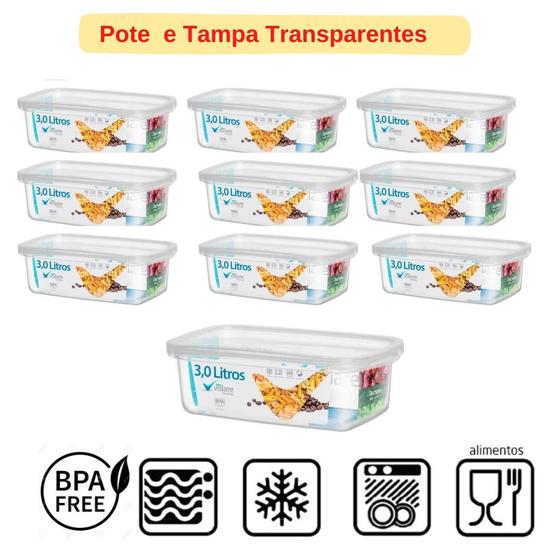 Kit 10 Potes Transparente Volare 3L - Rischioto - Pote - Magazine Luiza