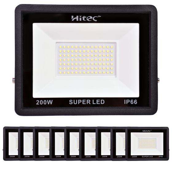 Kit 10 Refletor Holofote Compacto LED 200W SMD IP66 Branco Frio - Hitec - Refletor - Magazine Luiza