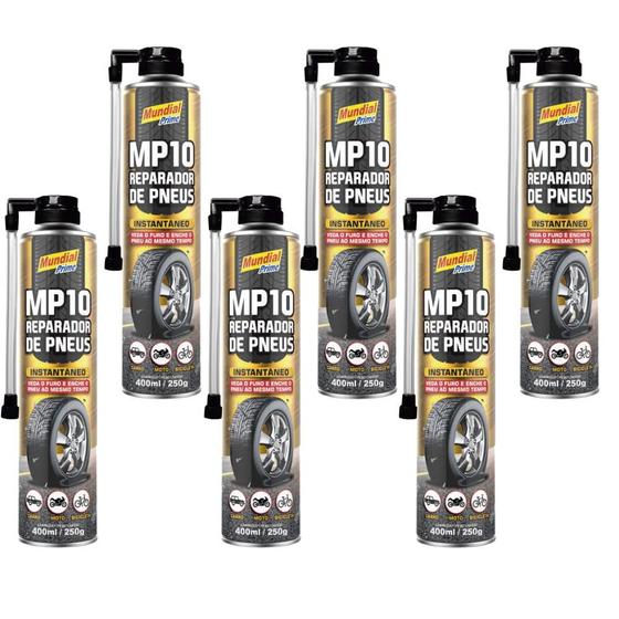 Kit 10 reparador de pneu furo instantâneo 400ml carro bike moto mundial ...