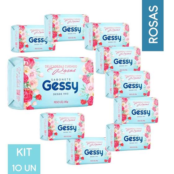 Kit 10 Sabonetes Gessy Delicadeza e Cuidado com Rosas 80g - Sabonete ...