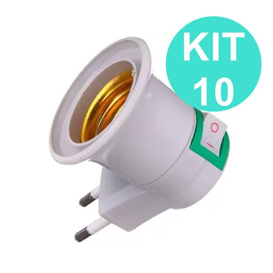 Kit 10 Soquetes E27 Chave Liga Desliga Bocal Porta Lâmpada Tomada ...