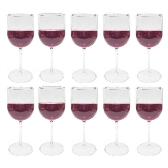 Kit 10 Taça Vinho Acrílico Bebida Festas 340ml Transparente - LSC TOYS ...