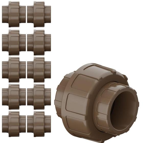 Kit 10 União Soldável Conexão Para Unir Canos Tubos PVC Marrom Água ...