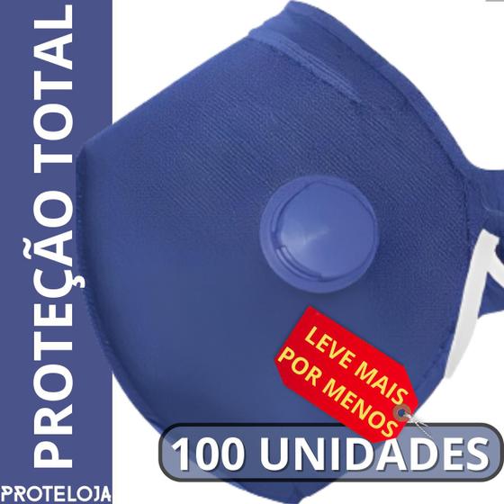 Kit 100 Mascaras Respirador Pff2 N95 Azul C Válvula Anatômica para ...