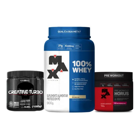Kit 100 Whey Protein 900g Creatina Monohidratada 150g Pré Treino