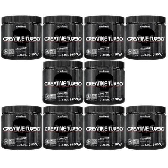 Kit 10X Creatine Turbo Monohidratada - 150g Sem Sabor - Black Skull ...