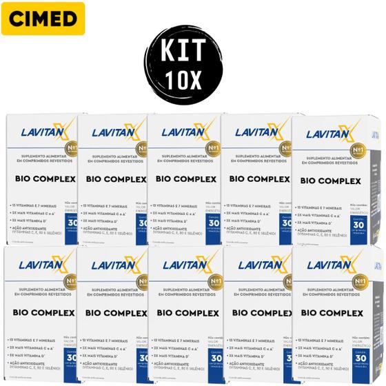 Kit 10x Lavitan Bio Complex Suplemento Alimentar com 30 Comprimidos ...