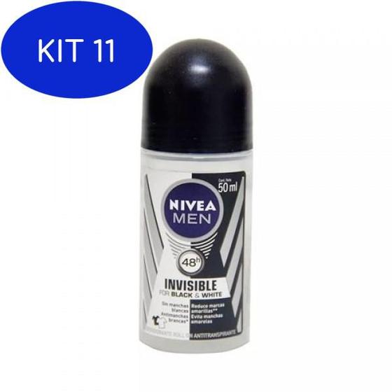 Kit 11 Desodorante Roll On Nivea Men Invisible Black & White - Desodorante - Magazine Luiza