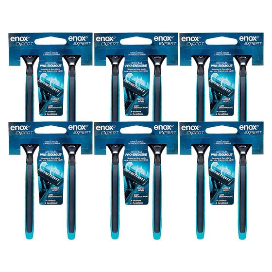 Kit 12 Aparelho de Barbear Descartável Barbeador 2 Lâminas Enox Expert ...