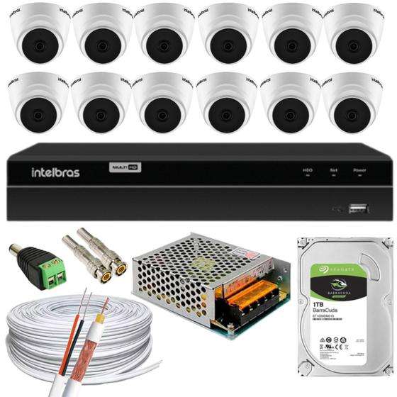 Kit 12 Câmeras 1220D Mic Internas dvr mhdx 1216 1tb C/ Microfone ...
