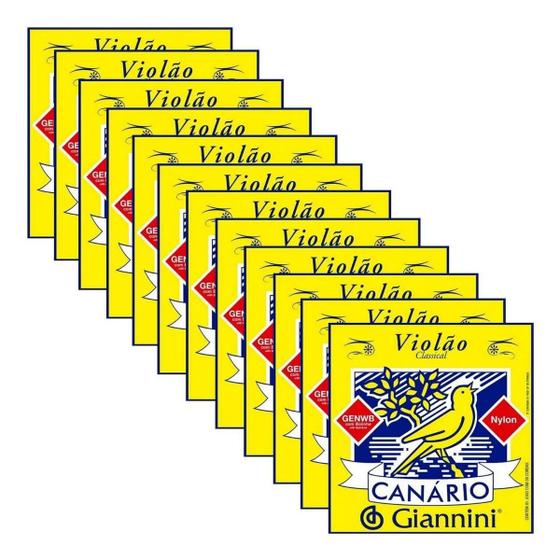 Kit 12 Cordas Giannini Canário Violão Nylon C/Bolinha GENWB - Cordas ...