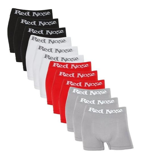 Kit 12 Cuecas Red Nose Boxer Microfibra Atacado Sem Costura - Cueca ...