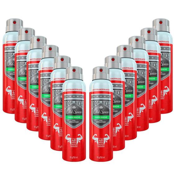 Kit 12 Desodorantes Antitranspirante Old Spice Cabra Macho 150mL ...