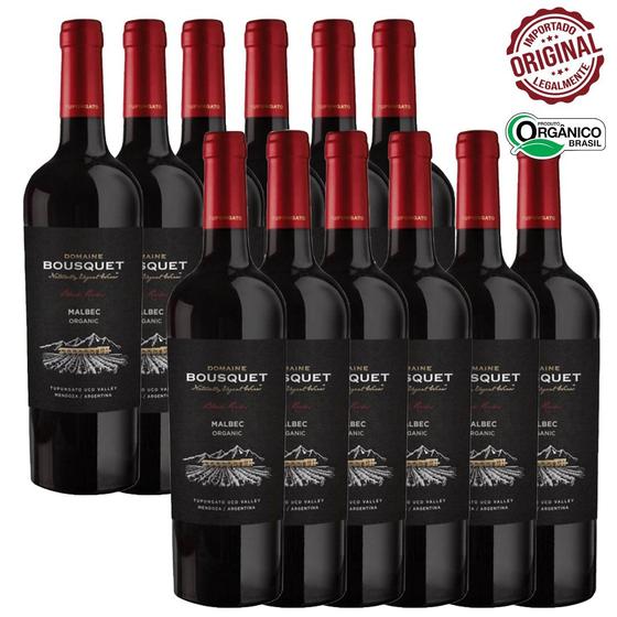 Kit 12 Garrafas Vinho Arg. Domaine Bousquet Malbec Black Rock Organico ...