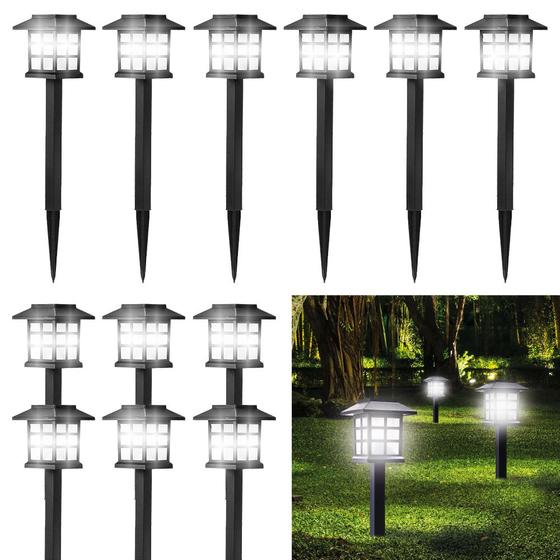 kit 12 Luminárias Solar Led Jardim Decorativo Balizador Espeto - Fato ...