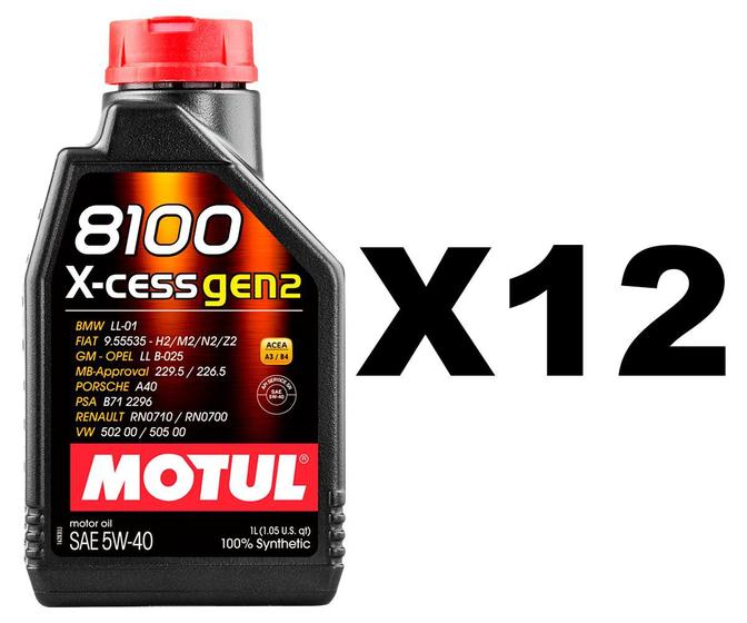 Kit 12 Óleo De Motor Motul 8100 X-Cess Gen2 5w40 Sintético API SN e ...