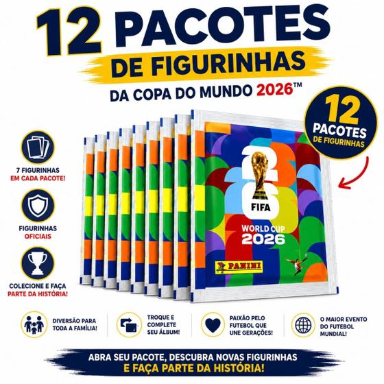 Kit 12 Pacotes Figurinhas Copa Do Mundo Panini 2026 Coleção Futebol ...