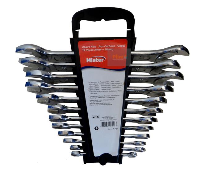 Kit 12 Peças Jogo Chaves Boca Fixa Aço Carbono - Jogo 6~30mm - Mister ...