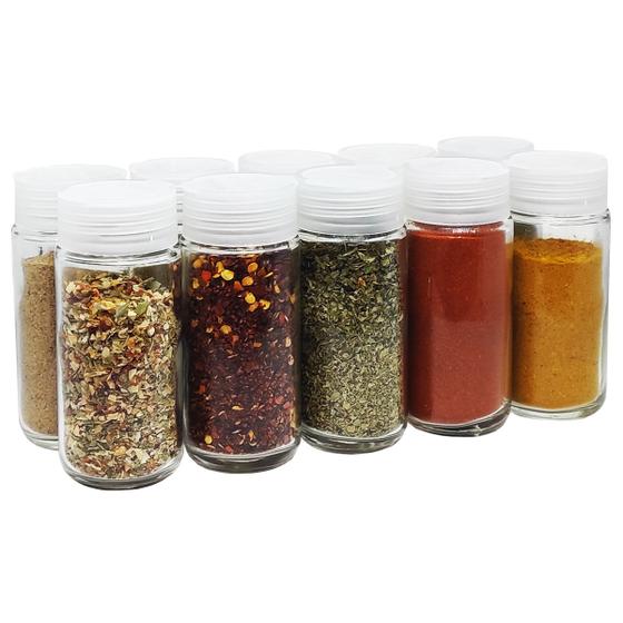 Kit 12 Potes de Vidro para Temperos com Tampa Abertura Dupla - Super ...