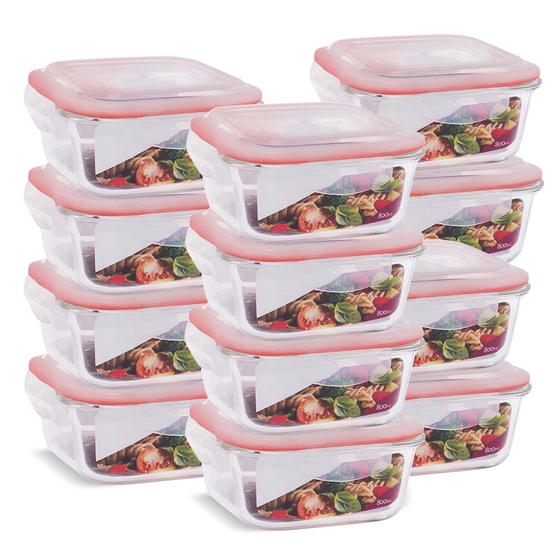 Kit 12 Potes Herméticos Vidro 800ml Tampa Vedação SIlicone - Casa Linda ...