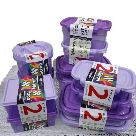 Kit 12 Potes Plásticos Nitron Degradê Lilás Linha Coloratto - Pote ...