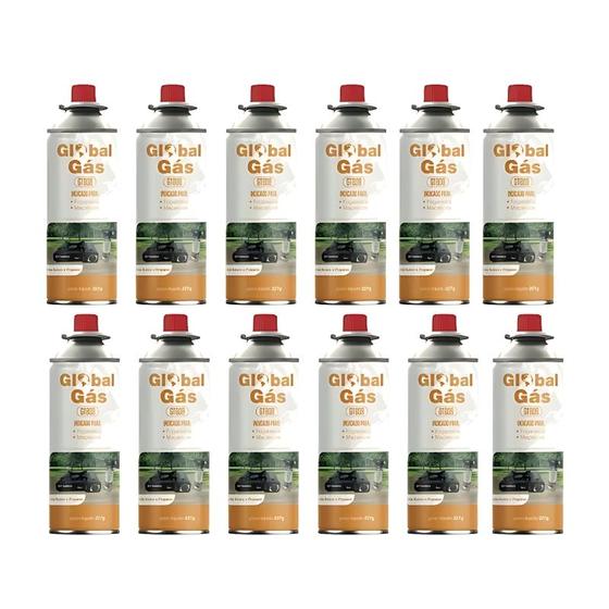 Kit 12 refil gás butano para fogareiro camping e maçarico culinário ...